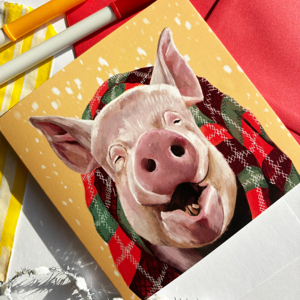 Pig Christmas Card – AmyStewartArt